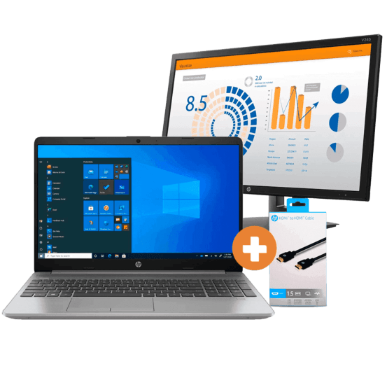Notebook HP 250 G8 + Monitor HP V24b + Cabo HDMI 2.0 - 15.6" (3G5A6LAG2 ...